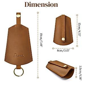 S-ZONE Keychains for Women Men Genuine Leather Car Key Holder Case Key Protector Cover Sleeve Keychain Pouch with metal ring