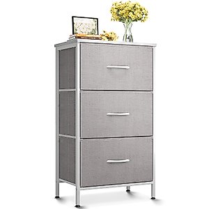 AODK Dresser for Bedroom Nightstand Small Dresser Chest of Drawers End Table for Living Room, Closet Dresser with 3 Storage Drawers Organizer Clothes, Light Grey
