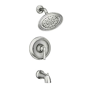 Moen 82970SRN Halle Posi-Temp Tub and Shower with Valve Included, Spot Resist Brushed Nickel