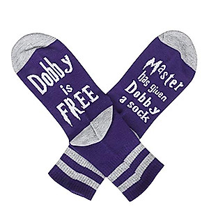 Novelty Socks Easter Basket Stuffers for Teens Boys Adults, Master Has Given Dobby a Sock Dobby is Free Socks