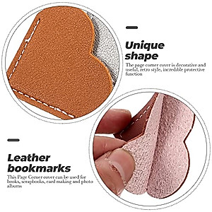 Abaodam 7pcs Leather Heart Bookmark Corner Page Book Marks Protector Cute Handmade Book Reading Gift for Office School Book Lovers Bookworm Present