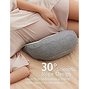 Momcozy Pregnancy Wedge Pillow for Sleeping, Portable Maternity Pillow for Side Sleeper, Support for Back, Belly, Hips for Pregnant Women, Adjustable Travel Pregnancy Pillow, Grey