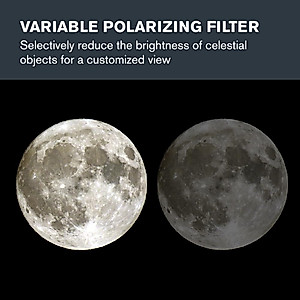 Celestron – Variable Polarizing Moon Filter for Telescopes – Fits 1.25" Telescope Eyepieces – Adjustable 1-40% Light Transmission – Perfect Filter for Moon, Venus, and Double Star Viewing