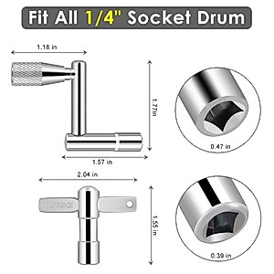 EastRock Drum Keys 3-Pack Drum Tuning Key with Continuous Standard Motion Speed key,Universal Drum Key Tuner (Chrome-Plated Steel)
