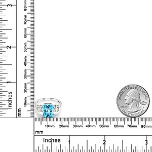 Gem Stone King 925 Sterling Silver Customized and Personalized Build Your Own 3 Stone Round and Cushion Cut Birthstones Ring For Women (Size 6)