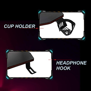 AuAg 44 inch Gaming Desk with Monitor Shelf PC Desk, A-Shaped Gaming Table Home Office Computer Desk Modern Ergonomic Racing Style Gamer Workstation with Cup Holder and Headphone Hook (44")