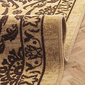Antep Rugs Alfombras Non-Skid (Non-Slip) 8x10 Rubber Backing Floral Geometric Low Profile Pile Indoor Area Rugs (Brown, 7'10" x 10')
