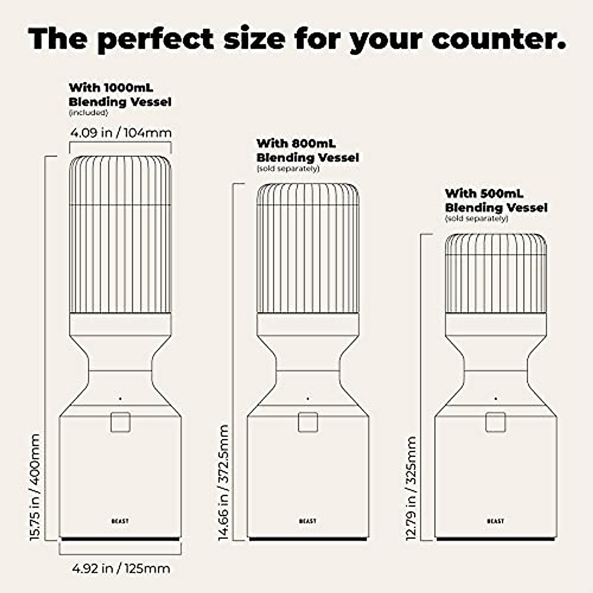 Beast Blender | Blend Smoothies and Shakes, Kitchen Countertop Design, 1000W (Cloud White)