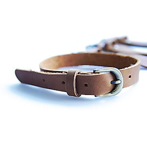 Jeereal Genuine Leather Stirrup Straps (4 Pack) with Metal Buckle Adjustable Length (Bourbon Brown)