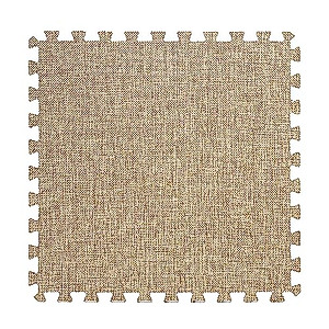 10 Pcs 12x12 Inch Multipurpose Foam Puzzle Floor Tiles, EVA Interlocking Carpet Tiles,Easy DIY Installation,Washhable,Floor Protective(Color:Khaki)