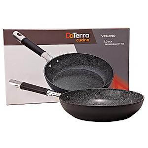 Vesuvio Ceramic Coated Nonstick Cookware, 3-Pack Bundle: Frying Pan, 9.5 Inch | 3 Quart Nonstick Sauce Pan with Oven Safe Glass Lid | 5 Quart Dutch Oven Stock Pot with Oven Safe Glass Lid