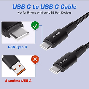UrbanX USB C to USB C Cable 6.6ft 100W, 2Pack, USB 2.0 Type C Charging Cable Fast Charge for Microsoft Surface Duo 2, iPad Pro 2020, iPad Air 4,Pixel, Switch, LG, and More (Black)