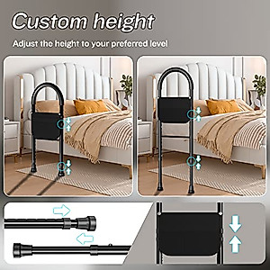 Hearvo Bed Rail - Bed Rails for Elderly Adults -with Storage Pocket & Anti Slip armrest - Bed Railings for Seniors & Surgery Patients - The Bed Cane Fits Any Bed