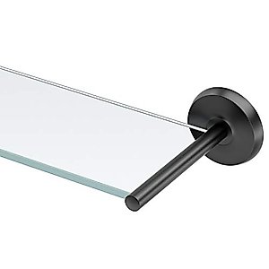 Gatco 5077MX Desinger II Glass Shelf, Matte Black/Wall Mounted 22.50" x 5.85" Tempered Glass Shelf