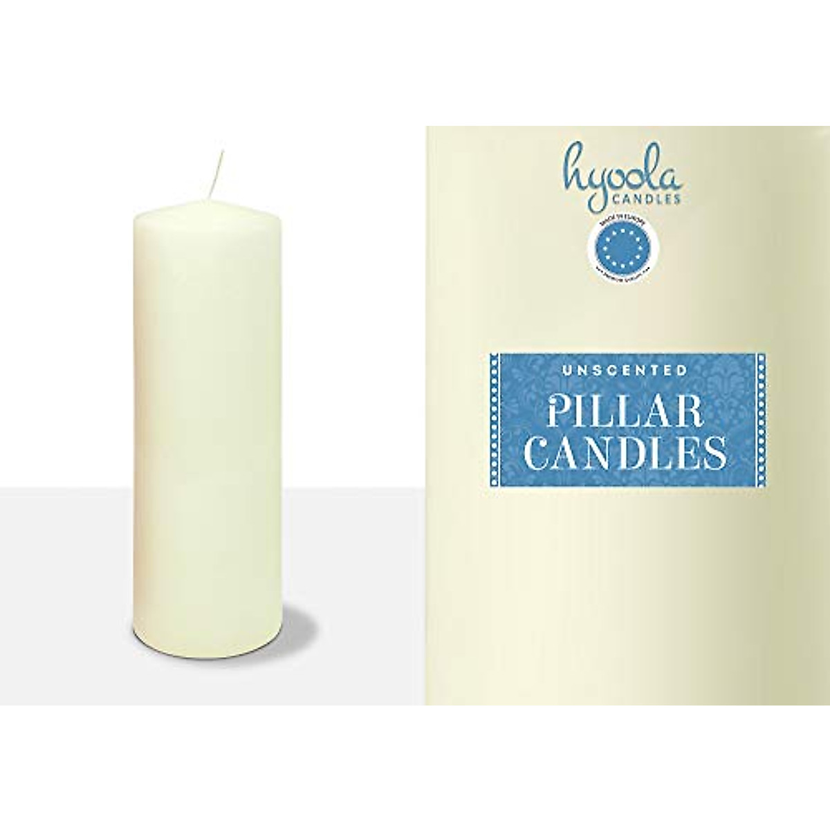 Hyoola Ivory Pillar Candles 3x9 Inch - Unscented Pillar Candles - 4-Pack - European Made
