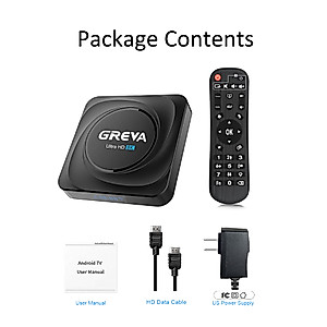 GREVA 8K Android TV Box 4GB RAM 32GB ROM Smart Player with Remote with Gigabit Ethernet WiFi5 BT4.2 for Smart TVs and Display with HDMI, Black