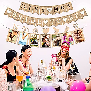 3 Pieces Bride to Be Banner Burlap Banner Kraft Bride to Be Photo Banner Bridal Shower Decorations Bride to Be Decorations Miss to Mrs Banner Rustic Bunting Garland for Party Decorations Supplies