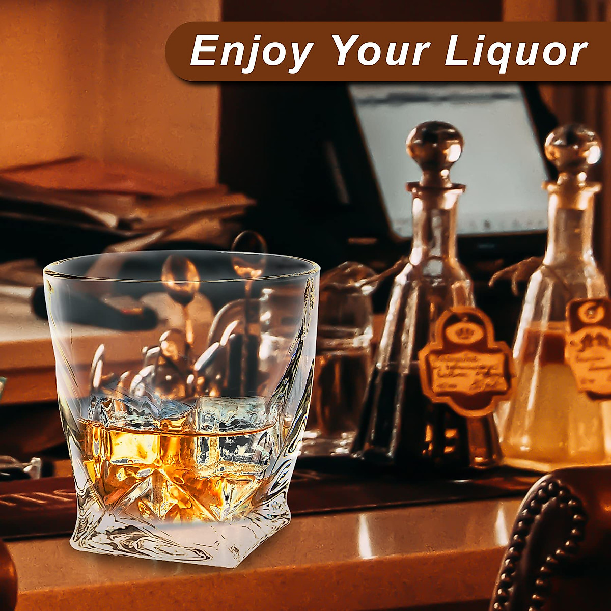 MoonlyTree Whiskey Shot Glasses Set of 2, Real Bullet Classic Whiskey Shot and Beer Glasses for Bourbon, Scotch, Rum, Gift for Men, Friends, Family-9/11Fl.oz