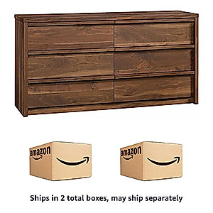 Sauder Harvey Park Dresser, L: 60.71" x W: 17.48" x H: 31.06", Grand Walnut Finish