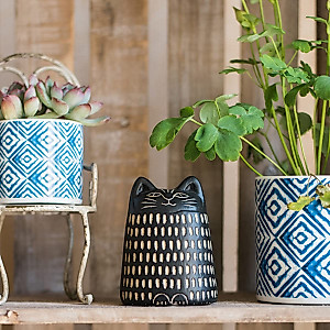 BOOMLATU Cute Cat Statue,Figurines Collectibles Garden Sculpture Home Room Decorations (Black)