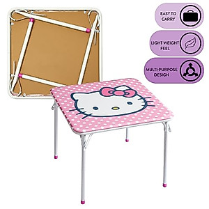 Idea Nuova Sanrio Hello Kitty 3 Piece Children's Activity Square Table and 2 Folding Chairs Set, Ages 3+
