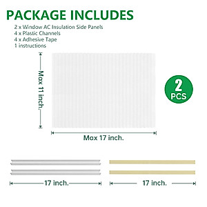 VACUUM002WHITE Window Air Conditioner Side Insulated Panel, 2PIC Insulation Panels Window Seal Kit With 4 pressure strips, WinterSummer Winter Heat and Draft Insulating(WHITE)