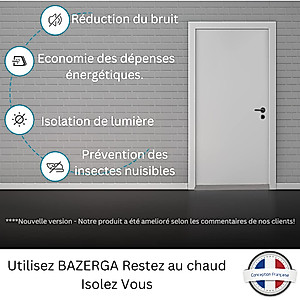 BAZERGA Under Door Draft Stopper One Sided Weather Stripping Door Seal Strip with Hook and Loop Self Adhesive Tape Noise Draft Blocker Dust and Sound Proof Energy Saving Door Stopper 35.4" (White)