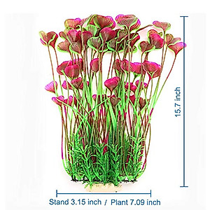 QUMY Large Aquarium Plants Artificial Plastic Fish Tank Plants Decoration Ornament for All Fish (A-Red)