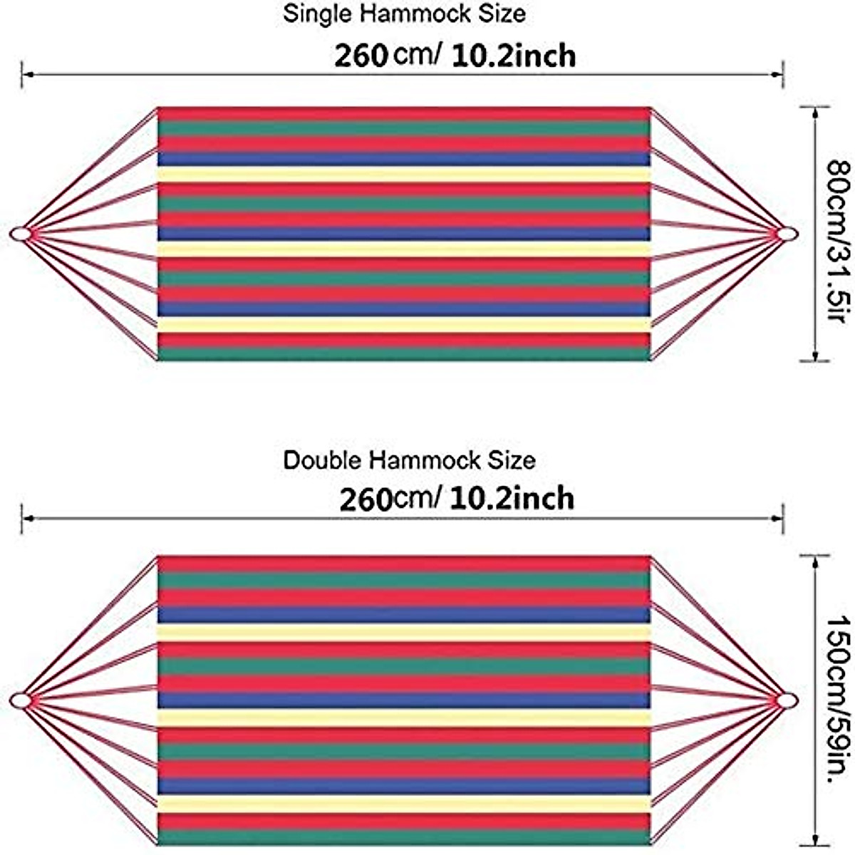 Garden Canvas Cotton Hammock Single/Two People Load Bearing 450 Lbs with Carrying Bag for Indoor Outdoor Garden Patio Park (260 x150 cm/Blue)