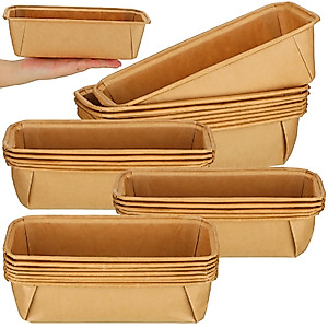 Mifoci 25 Pcs Paper Loaf Pans for Baking Easy Kraft Paper Bread Baking Pans Disposable Paper Baking Loft Mold for Microwave Freezer Oven Safe Display(Rectangle)