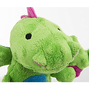goDog Bubble Plush Skinny Dragons Squeaky Plush Dog Toy, Chew Guard Technology - Green, Large