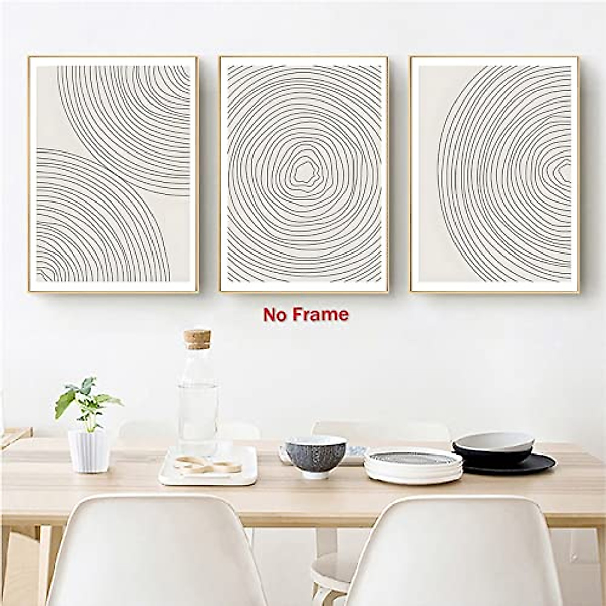 Minimalist Circle Geometric Line Art Boho Wall Art Set of 3 Neutral Abstract Canvas Painting Pictures Boho Prints Wall Art Unframed Artwork Posters for Bedroom Living Room Decor 16x24inch No Frame