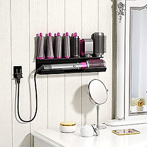 Wall Mount Holder for Dyson Airwrap Styler Hair Curling Iron Wand Barrels and Brushes Storage Stand Rack with Cord Organizer Acrylic