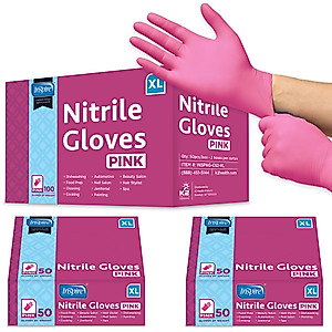 Inspire Pink Gloves Disposable Latex Free 2 Pack Value | Nitrile Pink Gloves Nail Salon and Hair Dye Gloves | Esthetician Nitrile Disposable Gloves | Nitrile gloves Small