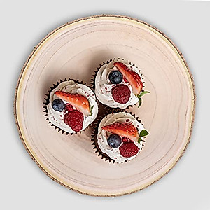 Caydo 10 Piece 9-10 Inch Large Paulownia Wood Slices with 10 Piece Wood Table Number Card Holders and 10 Pieces Cards for Wedding Table Centerpiece Decoration and Home Decoration