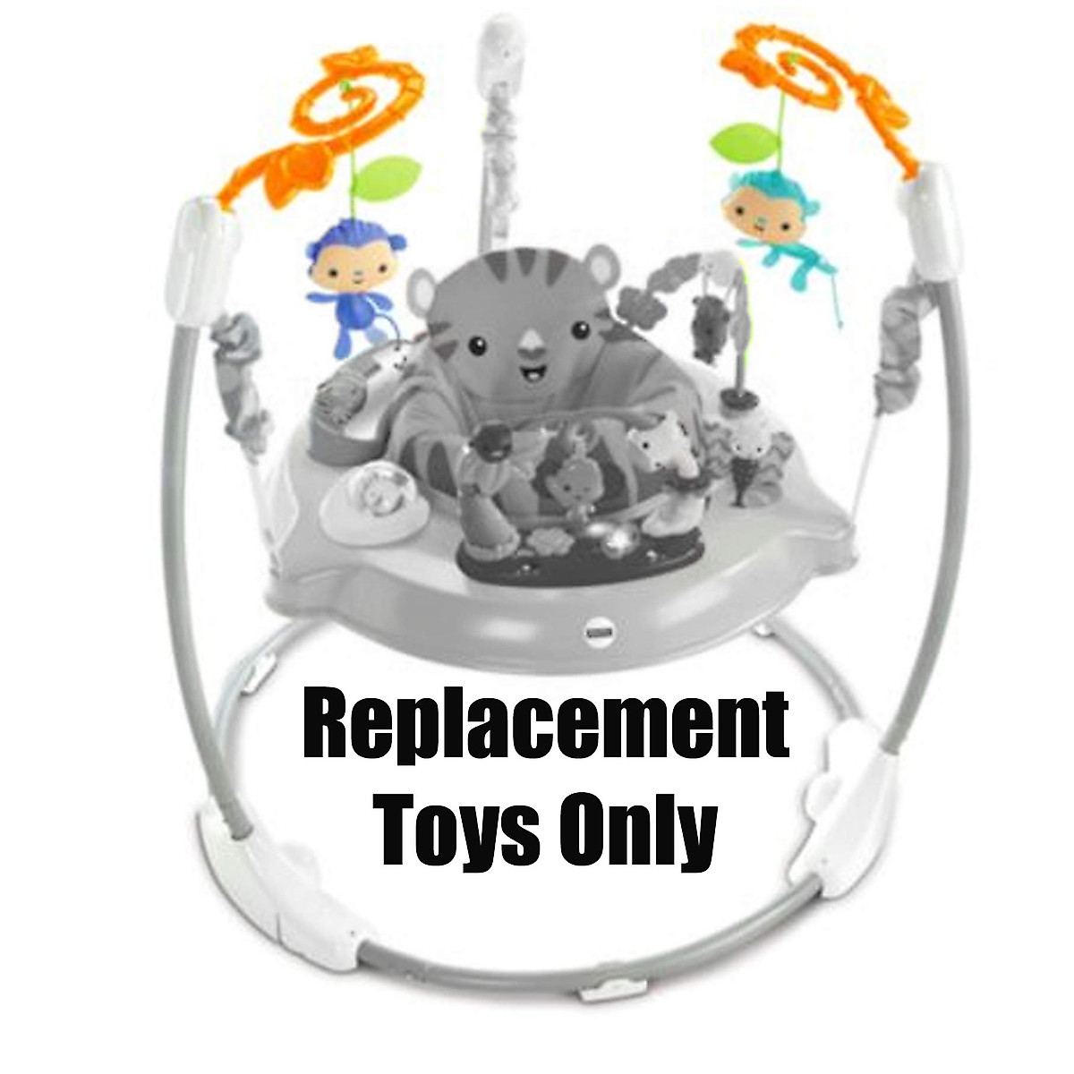 Replacement Parts for Rainforest Jumperoo - Fisher-Price Roarin' Rainforest Jumperoo CBV63 ~ Replacement Toys ~ Orange Vines with Blue Monkeys