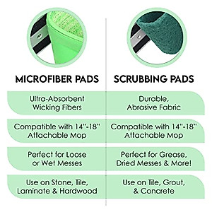 Turbo Microfiber Mop Floor Cleaning System - 18-inch Dust Mop with 4 Reusable Pads for Hardwood and Tile, 360-Spin Floor Mop Head & Extendable Handle - Household Cleaning Tools