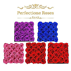 Perfectione Roses Luxury Preserved Roses in a Box, Royal Blue Real Roses Valentines Day Gifts for Her, Mothers Day Gifts, Birthday Gifts for Women