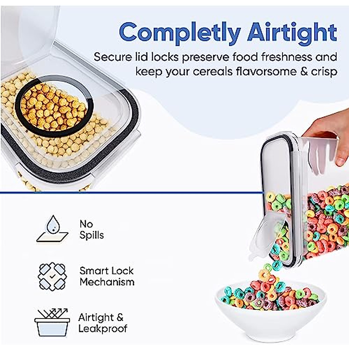 Chef's Path Cereal Containers Storage Set, Airtight Food Storage Containers, Kitchen & Pantry Organization, 8 Labels, Spoon Set & Pen, Great for Flour - BPA-Free Dispenser Keepers (135.2oz)