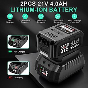 CSCRI Cordless Impact Wrench Kit 1/2 inch Brushless, Max Torque 580Ft-lbs(800N.m) Electric Impact Gun w/2x 4.0Ah Battery, Charger & 6 Sockets, Power Impact Driver for Car Home