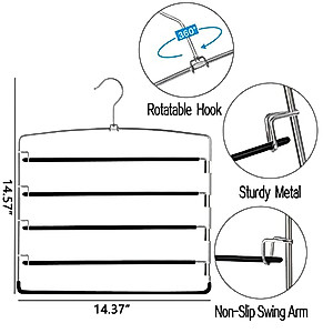 devesanter Pants Hangers Space Save Non-Slip Trousers Hangers Stainless Steel Clothes Hangers Closet Space Saving for Pants Jeans Scarf Hanging Black (3 Pack)