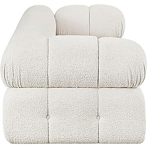 Meridian Furniture 611Cream-S68A Ames Collection Modern | Contemporary Modular Sofa with Rich Cream Boucle Fabric, Modular to Create Infinite Configurations, 68" W x 34" D x 28" H, Cream