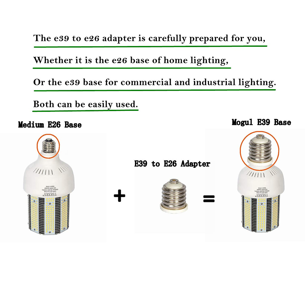 TSEXES 120W LED Corn Cob Bulb,E26/E39 Mogul Base Lamp, 6000K Daylight 18000LM Replacement 400-600 Watt Metal Halide HID HPS CFL, for Garage Warehouse Parking lot High Bay Work Shop Lamp