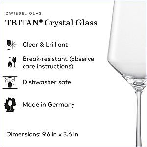 ZWIESEL GLAS Pure Cabernet Red Wine Glass (Set of 4), Graceful Wine Glasses for Red Wine, Dishwasher-Safe Tritan Crystal Glasses, Made in Germany (19 Ounce)