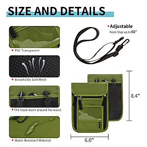 Lufyzora Passport Holder Neck Pouch for Women&Men Adjustable Strap Neck Wallet for Traveling RFID Blocking Travel Wallet (Green)