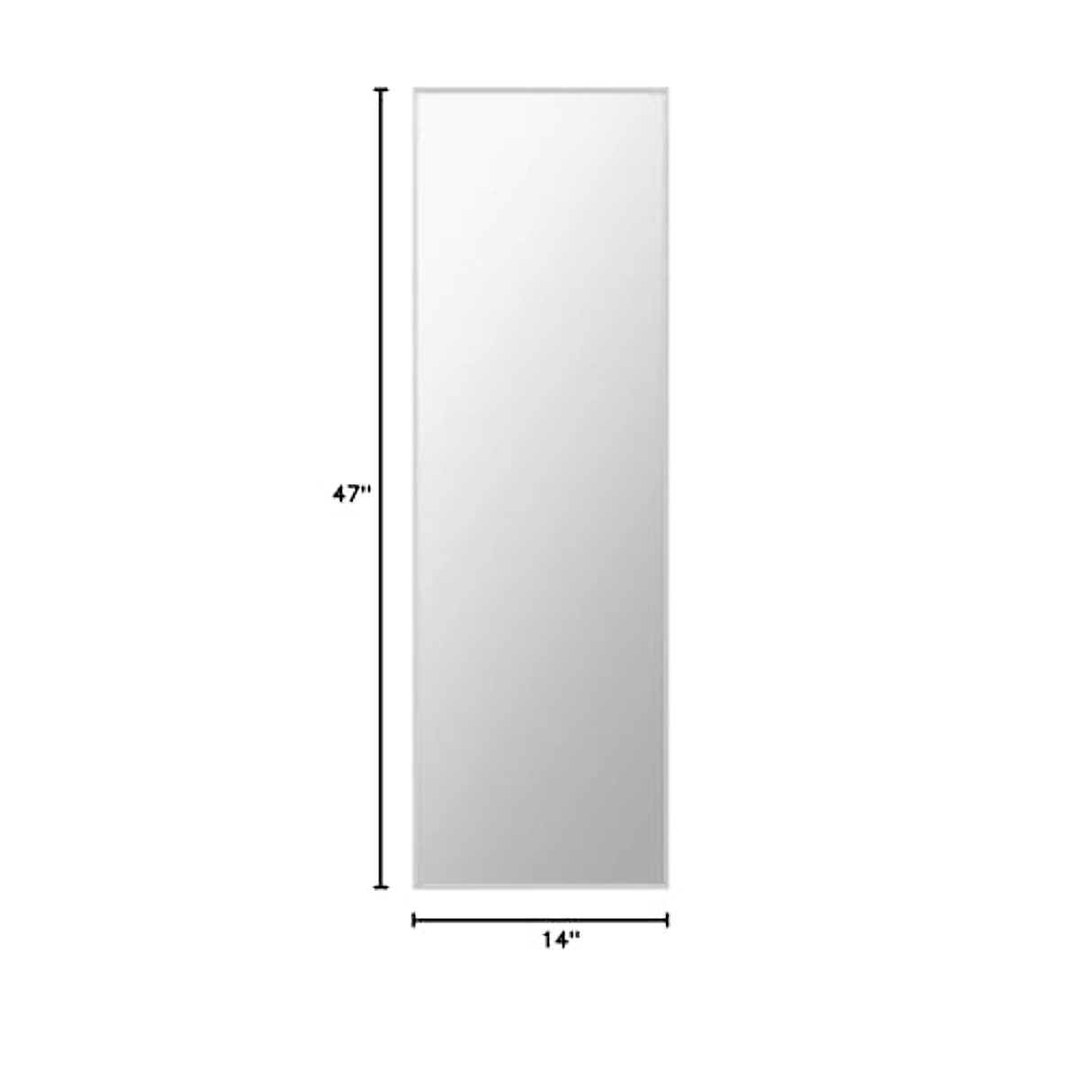 LVSOMT Full Length Mirror, 47"x14" Full Body Mirror, Wall Mounted Mirror, Over The Door Hanging Mirror, Long Mirror for Bedroom Living Room Locker Room, Aluminium Alloy Frame (Silver)
