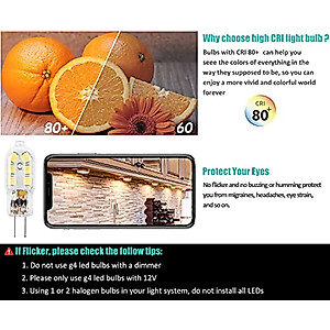 Amazing power G4 LED Bulb, 12V JC G4 Bi Pin Bulb, G4 20W Halogen Bulb Replacement, Warm White 3000K, 10-Pack