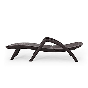 Christopher Knight Home Blanche Outdoor Faux Wicker Chaise Lounge, Dark Brown