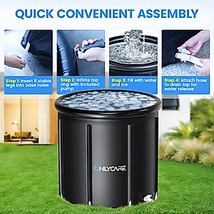 ONLYCARE Ice Bath Tub for Athletes - Upgrade XXL 135 Gal Cold Plunge Tub with Cover - Multiple Layered Cold Water Portable Ice Pod for Therapy Recovery at Home Outdoor Gym