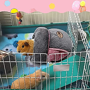 YUEPET Guinea Pig Bed Cuddle Cave Warm Fleece Cozy House Bedding Sleeping Cushion Cage Nest for Small Animal Squirrel Chinchilla Rabbit Hedgehog Cage Accessories (Grey)